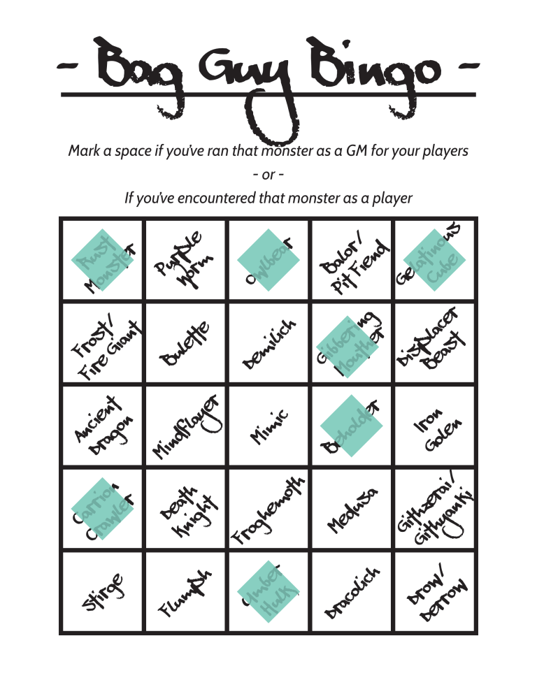 Bad Guy Bingo II – Ward Against Evil